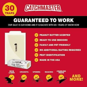 Catchmaster Mouse & Insect Super Glue Traps 30PK, Mouse Traps Indoor for Home, Extra Strength Sticky Pest Control Adhesive Tray for Catching Bugs, Rats & Rodents, Non Toxic Bulk Pre-Baited Glue Boards