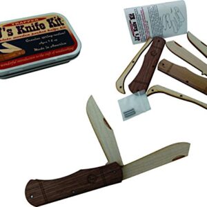 JJ’s Knife Kit Trapper Wooden Pocket Knife Making Kit | Perfect Beginner Knife Making Kit To Teach Knife Safety | Double Blade Style Toy Knife | Ages Seven And Up | Made In The USA