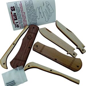 JJ’s Knife Kit Trapper Wooden Pocket Knife Making Kit | Perfect Beginner Knife Making Kit To Teach Knife Safety | Double Blade Style Toy Knife | Ages Seven And Up | Made In The USA