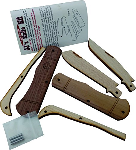 JJ’s Knife Kit Trapper Wooden Pocket Knife Making Kit | Perfect Beginner Knife Making Kit To Teach Knife Safety | Double Blade Style Toy Knife | Ages Seven And Up | Made In The USA