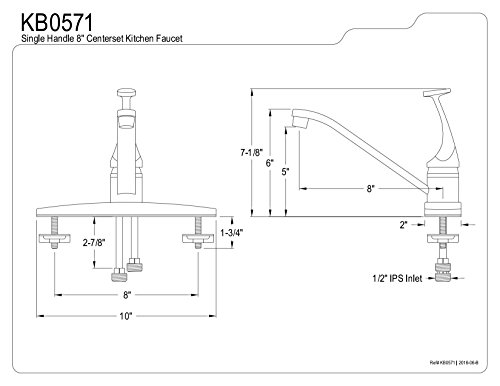 Kingston Brass KB0571 Columbia 8" Centerset Kitchen Faucet, Polished Chrome