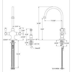 Kingston Brass KS1768ALBS Vintage Classic Kitchen Faucet with Brass Sprayer, 7-7/8-Inch, Satin Nickel