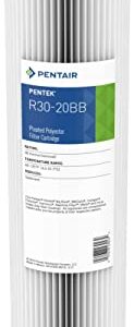 Pentair Pentek R30-20BB Big Blue Sediment Water Filter, Whole House Pleated Polyester Filter Cartridge, 20" x 4.5", 30 Micron, White