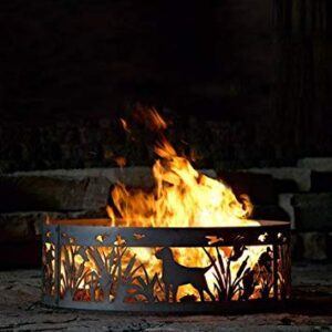 P&D Metal Works Solid Steel Outdoor Fire Ring - Lab N' Ducks (48 in. Dia.)