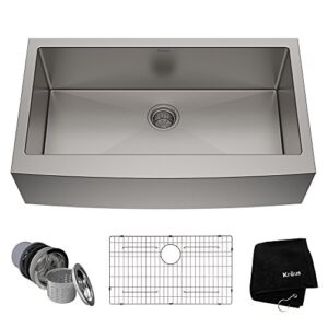 kraus khf200-36 standart pro kitchen stainless steel sink, 36 inch round apron single bowl