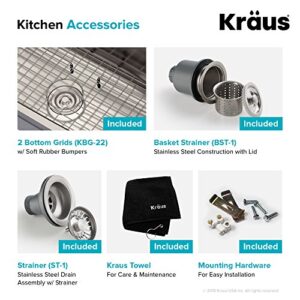 Kraus KBU22 32 inch Undermount 50/50 Double Bowl 16 gauge Stainless Steel Kitchen Sink