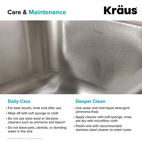 Kraus KBU22 32 inch Undermount 50/50 Double Bowl 16 gauge Stainless Steel Kitchen Sink