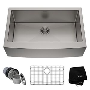 kraus khf200-33 standart pro stainless steel sink 33 inch farmhouse apron single bowl 16 gauge