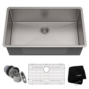 kraus khu100-32 standart pro 16 gauge undermount single bowl stainless steel kitchen sink, 32 inch