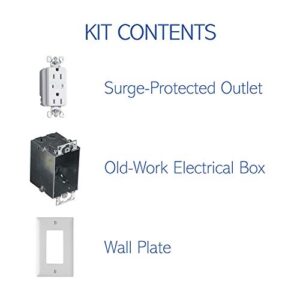 Legrand - OnQ Duplex Outlet Kit Provides Power and Surge Protection to Networking, Power Outlet Kit with Recessed Outlet Compatible with Standard Knockouts, Recessed Power Outlet, 36456902V1