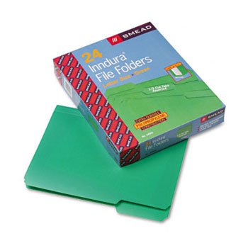 Smead® Top Tab Poly Colored File Folders FOLDER,LTR,1/3,POLY,GN (Pack of5)