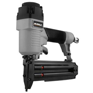 numax sbr50 pneumatic 18-gauge 2" brad nailer ergonomic and lightweight straight brad gun with reload indicator for moulding, baseboard, trim, doors, and handrails