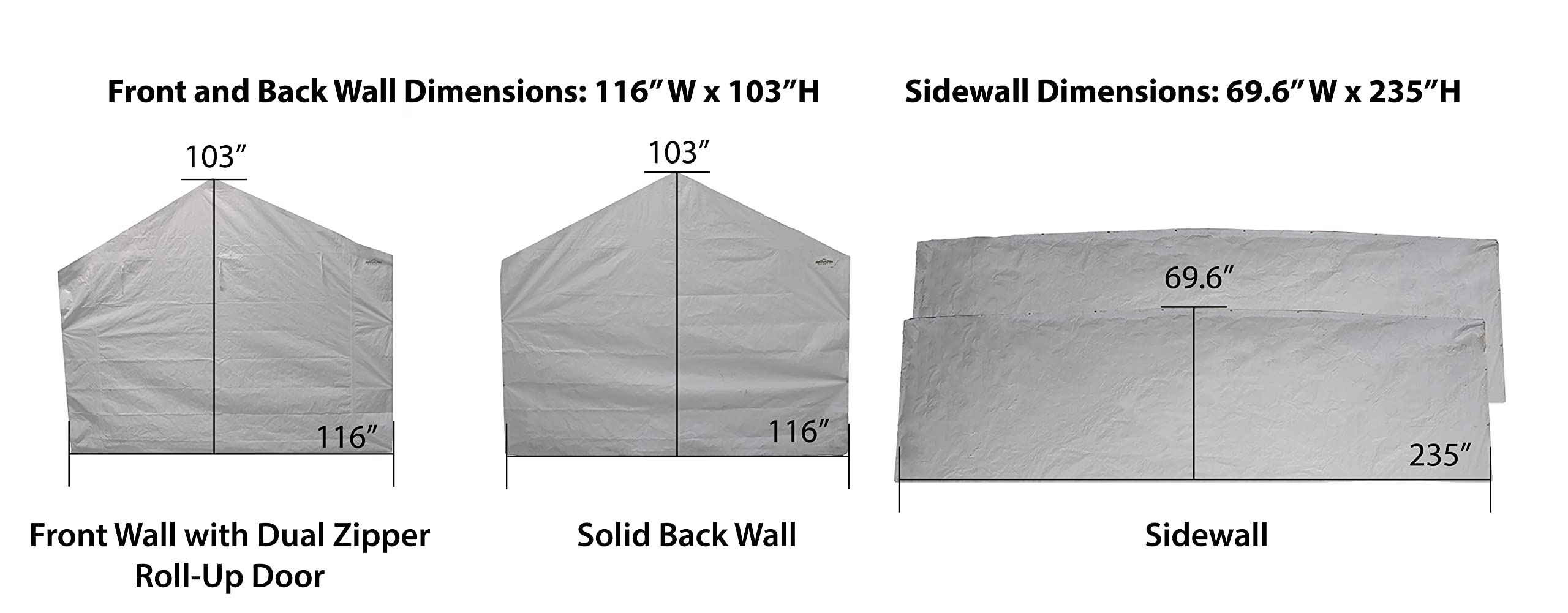 Caravan Canopy 12000211010 Side Wall Kit for Domain Carport, White (Top and Frame Not Included)