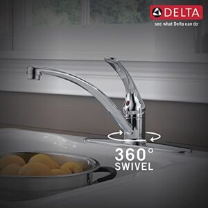 Delta Faucet Foundations Kitchen Faucet with Side Sprayer, Chrome Kitchen Sink Faucet, Single Handle Kitchen Faucet, Chrome B4410LF