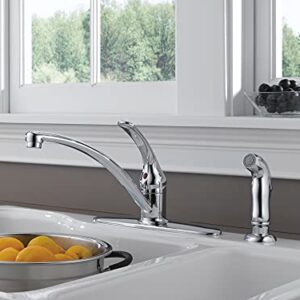 Delta Faucet Foundations Kitchen Faucet with Side Sprayer, Chrome Kitchen Sink Faucet, Single Handle Kitchen Faucet, Chrome B4410LF