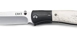 CRKT M4-02 EDC Folding Pocket Knife: Assisted Opening Everyday Carry, Satin Blade, Thumb Stud, Liner Lock, G10 Bolster, White Bone Handle, Pocket Clip