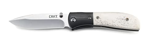 CRKT M4-02 EDC Folding Pocket Knife: Assisted Opening Everyday Carry, Satin Blade, Thumb Stud, Liner Lock, G10 Bolster, White Bone Handle, Pocket Clip