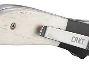 CRKT M4-02 EDC Folding Pocket Knife: Assisted Opening Everyday Carry, Satin Blade, Thumb Stud, Liner Lock, G10 Bolster, White Bone Handle, Pocket Clip