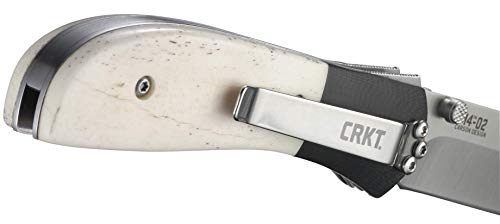 CRKT M4-02 EDC Folding Pocket Knife: Assisted Opening Everyday Carry, Satin Blade, Thumb Stud, Liner Lock, G10 Bolster, White Bone Handle, Pocket Clip