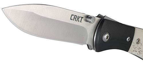 CRKT M4-02 EDC Folding Pocket Knife: Assisted Opening Everyday Carry, Satin Blade, Thumb Stud, Liner Lock, G10 Bolster, White Bone Handle, Pocket Clip