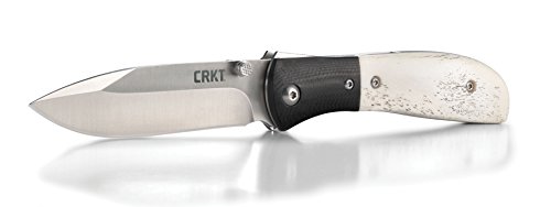 CRKT M4-02 EDC Folding Pocket Knife: Assisted Opening Everyday Carry, Satin Blade, Thumb Stud, Liner Lock, G10 Bolster, White Bone Handle, Pocket Clip