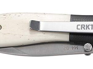 CRKT M4-02 EDC Folding Pocket Knife: Assisted Opening Everyday Carry, Satin Blade, Thumb Stud, Liner Lock, G10 Bolster, White Bone Handle, Pocket Clip