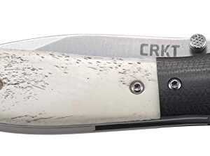 CRKT M4-02 EDC Folding Pocket Knife: Assisted Opening Everyday Carry, Satin Blade, Thumb Stud, Liner Lock, G10 Bolster, White Bone Handle, Pocket Clip