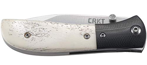 CRKT M4-02 EDC Folding Pocket Knife: Assisted Opening Everyday Carry, Satin Blade, Thumb Stud, Liner Lock, G10 Bolster, White Bone Handle, Pocket Clip