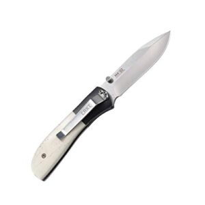 CRKT M4-02 EDC Folding Pocket Knife: Assisted Opening Everyday Carry, Satin Blade, Thumb Stud, Liner Lock, G10 Bolster, White Bone Handle, Pocket Clip