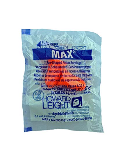 Howard Leight MAX-1 Foam Ear plugs Uncorded NRR33 (20 Pair)