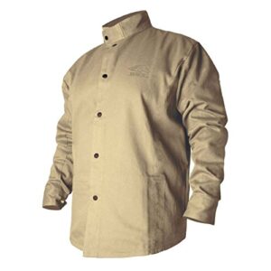 black stallion bsx bxtn9c khaki fire resistant cotton welding jacket,