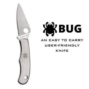 Spyderco Bug Non-Locking Knife with 1.27" 3CR Steel Blade and Durable Stainless Steel Handle - PlainEdge - C133P