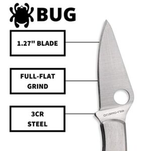 Spyderco Bug Non-Locking Knife with 1.27" 3CR Steel Blade and Durable Stainless Steel Handle - PlainEdge - C133P