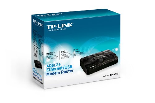 TP-LINK TD-8817 ADSL2+ Modem, 1 RJ45, 1 USB Port, Bridge Mode, NAT Router, Annex A, ADSL Splitter, 24Mbps Downstream