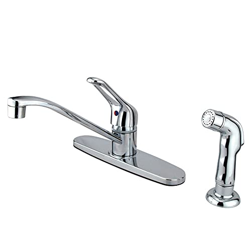 Kingston Brass KB562SP Wyndham Single Loop Handle Kitchen Faucet with Side Sprayer, 8-Inch, Polished Chrome