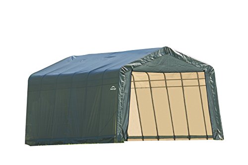 ShelterLogic 12x28x8 Peak Style Shelter, Green Cover