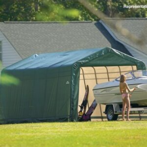 ShelterLogic 12x28x8 Peak Style Shelter, Green Cover