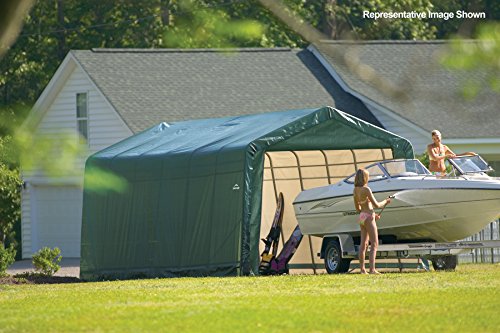 ShelterLogic 12x28x8 Peak Style Shelter, Green Cover