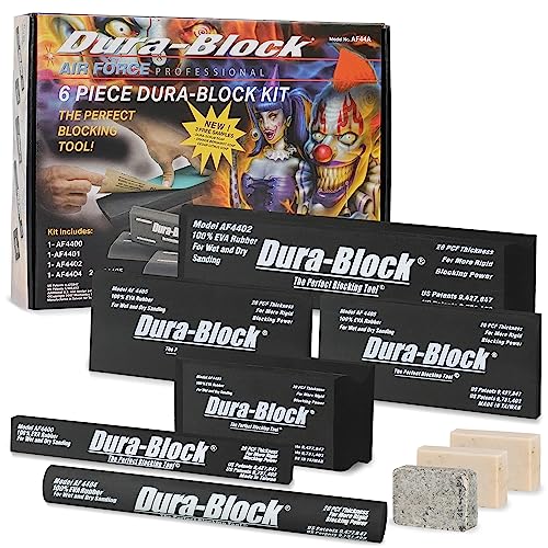 Dura-Block Set 6pc - Flexible EVA Foam Wet or Dry Autobody Sanding Blocks Kit for Automotive Bodywork