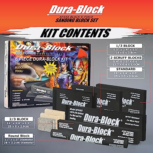 Dura-Block Set 6pc - Flexible EVA Foam Wet or Dry Autobody Sanding Blocks Kit for Automotive Bodywork