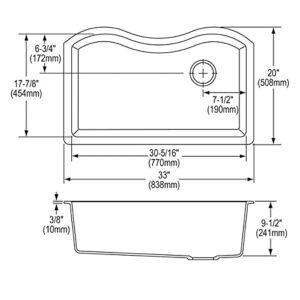 Elkay ELGUS3322RWH0 Quartz Classic Single Bowl Undermount Sink, White