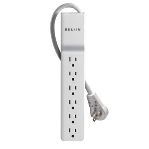 Belkin 6-Outlet SlimLine Power Strip Surge Protector, 6ft Cord and Rotating Plug, 700 Joules, White