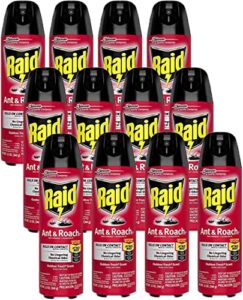 raid ant & roach killer spray for listed bugs, insect, spider, for indoor use, fresh scent, 12 oz, pack of 12