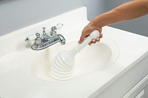 Master Plunger MPS4-4 Sink & Drain Plunger for Kitchen Sinks, Bathroom Sinks, Showers, and Bathtubs. Small and Strong Design with Large Bellows Commercial & Residential Use, White