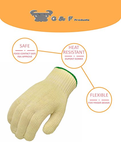 G & F 1689L Dupont Nomex® & Kevlar® Heat Resistant Oven Gloves, for BBQ, Fireplace,and Grilling. Commercial Grade, Large, Sold by 1 Piece