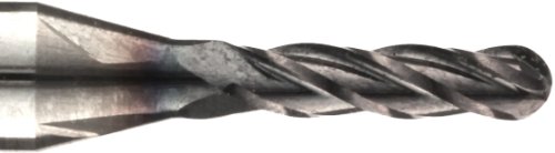 Niagara Cutter - CB430-0.063-F4-B.0-Z4 17001821 Carbide Ball Nose End Mill, Inch, TiAlN Finish, Roughing and Finishing Cut, 30 Degree Helix, 4 Flutes, 1.5' Overall Length, 0.063' Cutting Diameter, 0.125' Shank Diameter