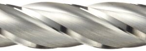 Niagara Cutter 17005449 Carbide Square Nose End Mill, Inch, Uncoated (Bright) Finish, Roughing and Finishing Cut, 30 Degree Helix, 4 Flutes, 2' Overall Length, 0.250' Cutting Diameter, 0.250' Shank Diameter