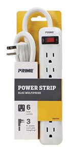 prime wire pb801124 6-outlet power strip with 14-3 sjt 3-feet cord