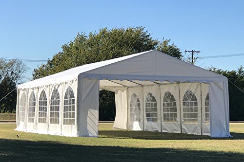 32'x16' PE Party Tent White - Heavy Duty Wedding Canopy Carport Shelter - with Storage Bags - By DELTA Canopies