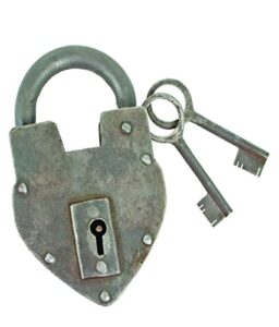 antique reproduction heart padlock with 2 skeleton keys insideout by upper deck